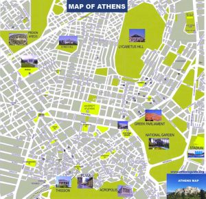 Maps of Athens, Map of city center and suburbs